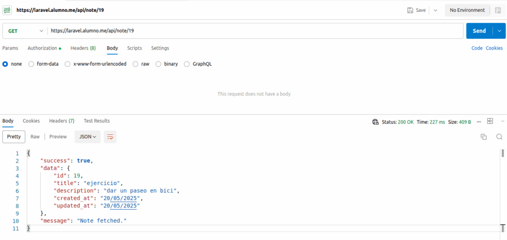 Prueba del API con Postman en Laravel 12 – DAM