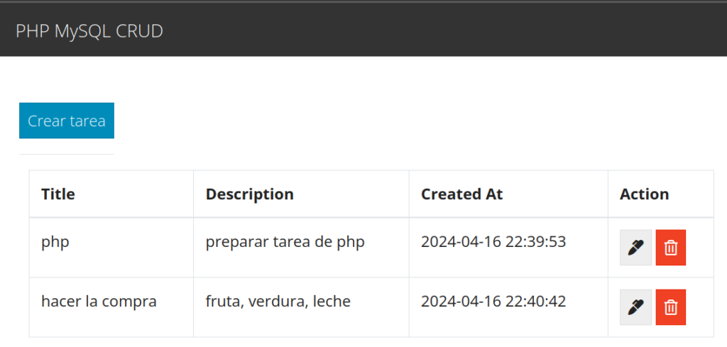 Ejemplo de aplicación en PHP – DAM